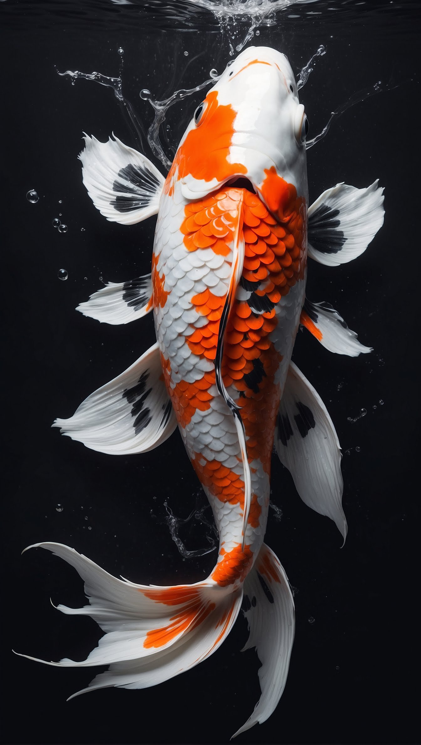 One koi fish in calligraphy style Phone Wallpaper